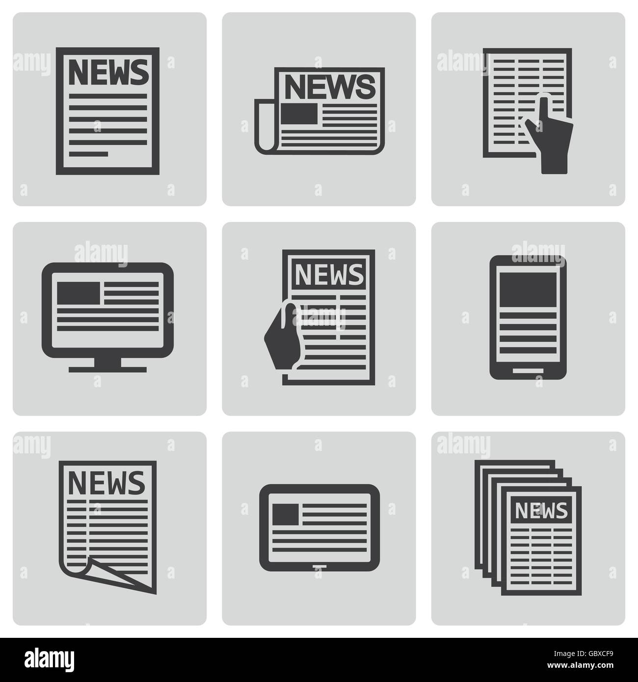 Vector black newspaper icons set Stock Vector Image & Art - Alamy