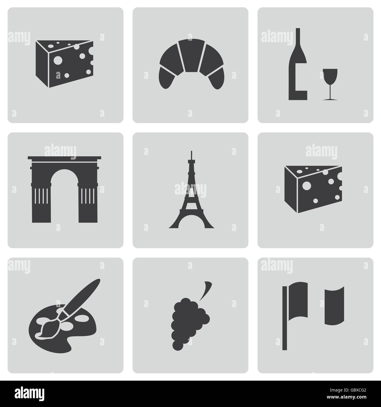 Vector black paris icons set Stock Vector Image & Art - Alamy