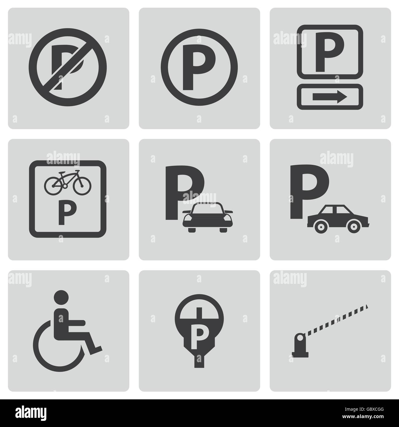 Vector black parking icons set Stock Vector Image & Art - Alamy