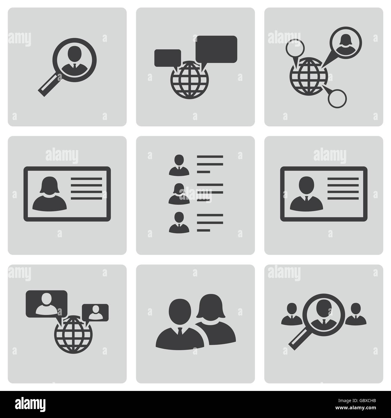 Vector black people search icons set Stock Vector Image & Art - Alamy