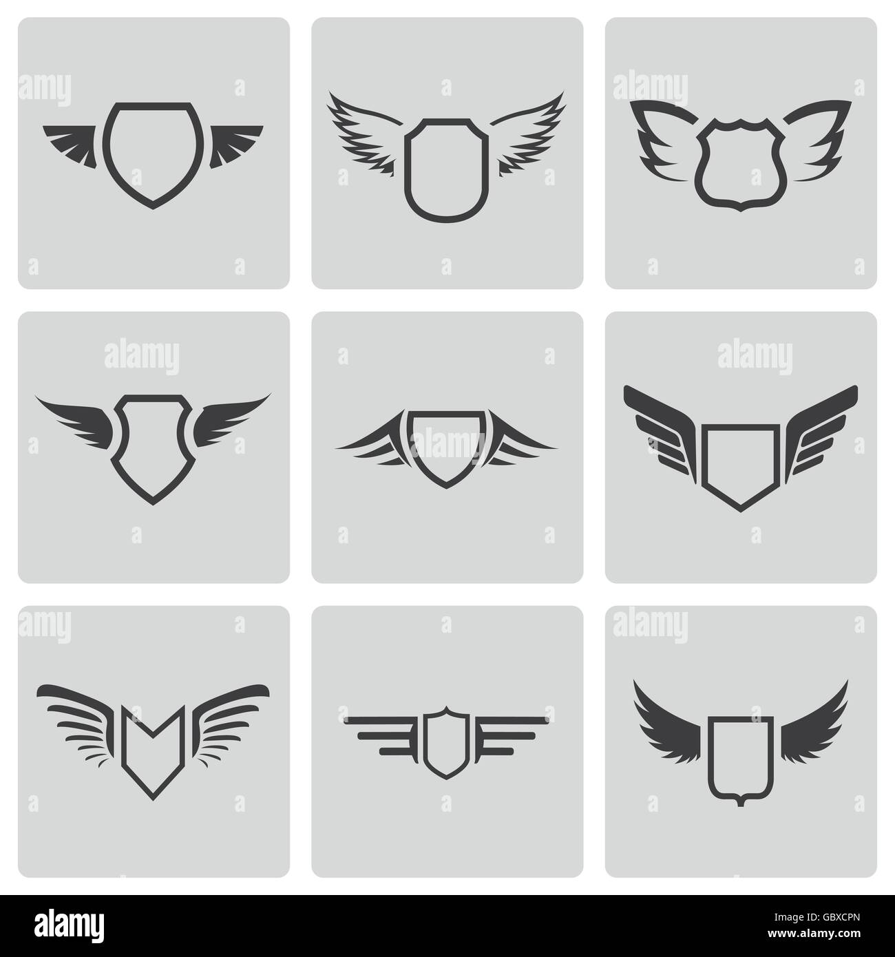 Vector black shield icons set Stock Vector Image & Art - Alamy