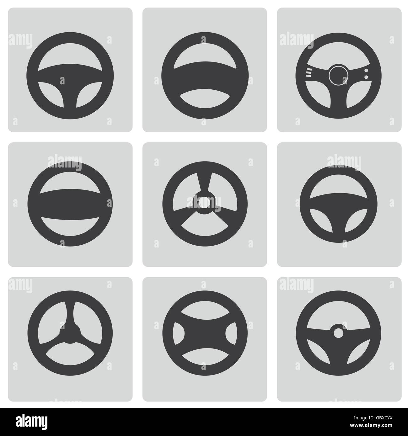 Vector black Steering wheels icons set Stock Vector Image & Art - Alamy