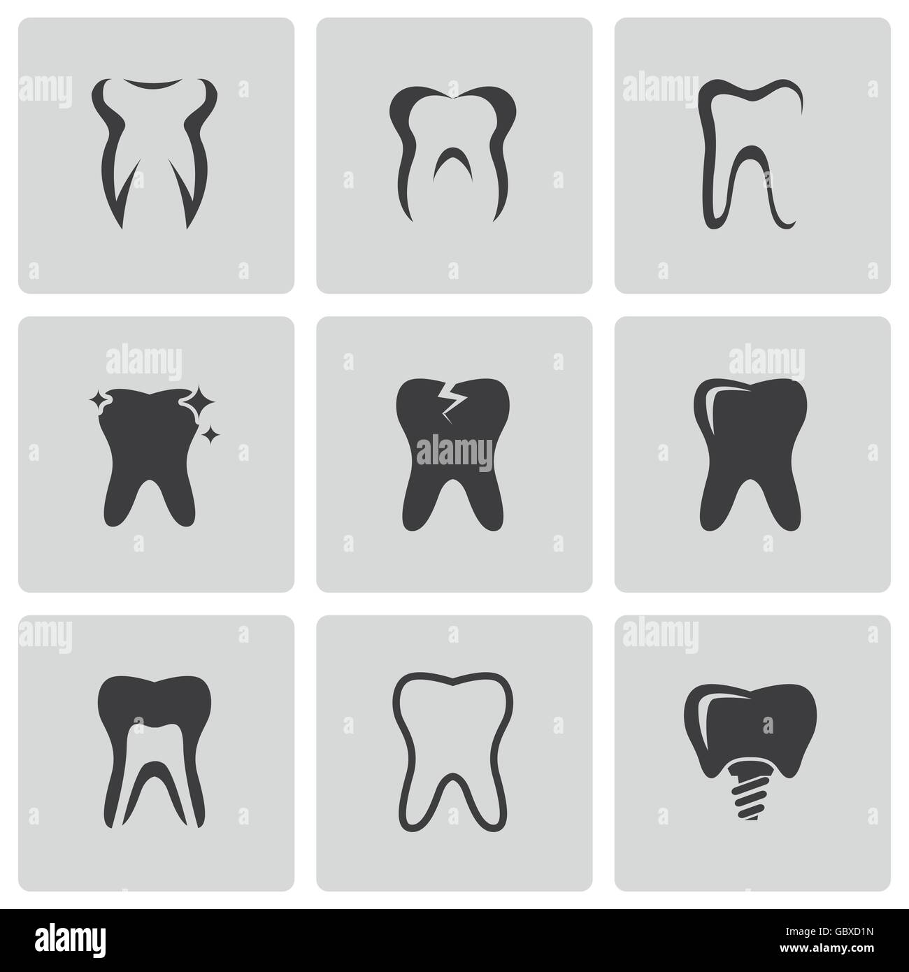 Vector black teeth icons set Stock Vector Image & Art - Alamy
