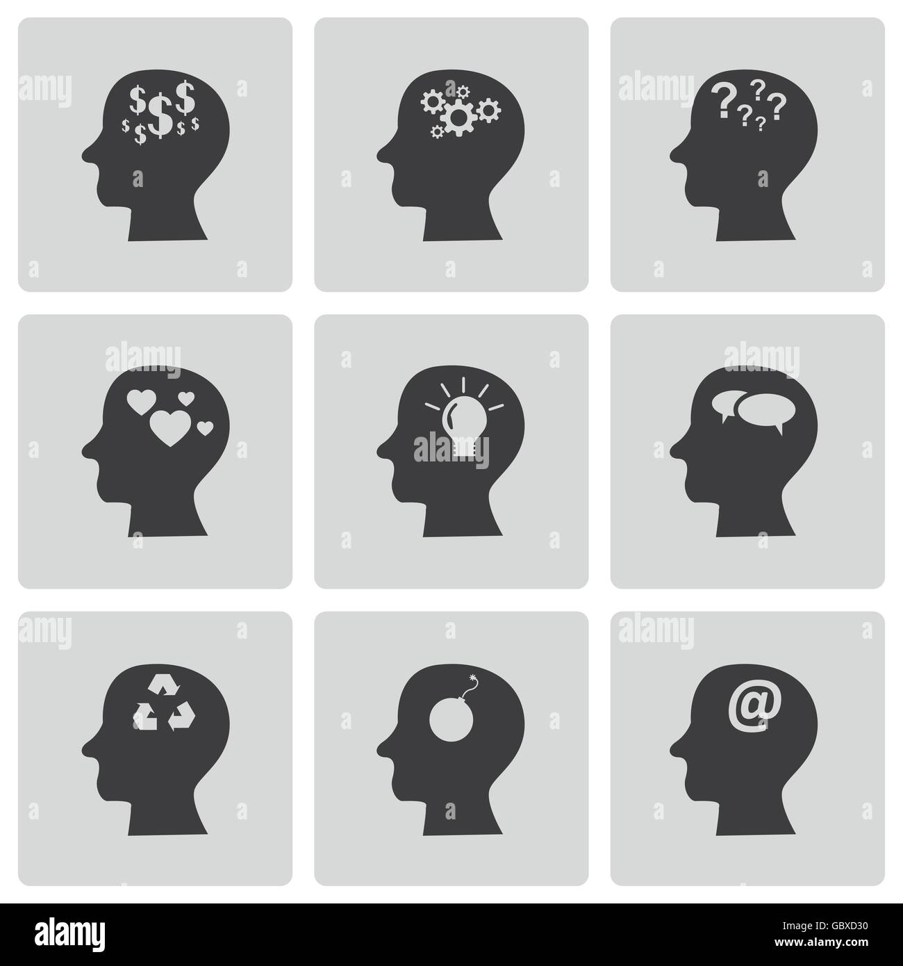 Vector black thoughts icons set Stock Vector Image & Art - Alamy