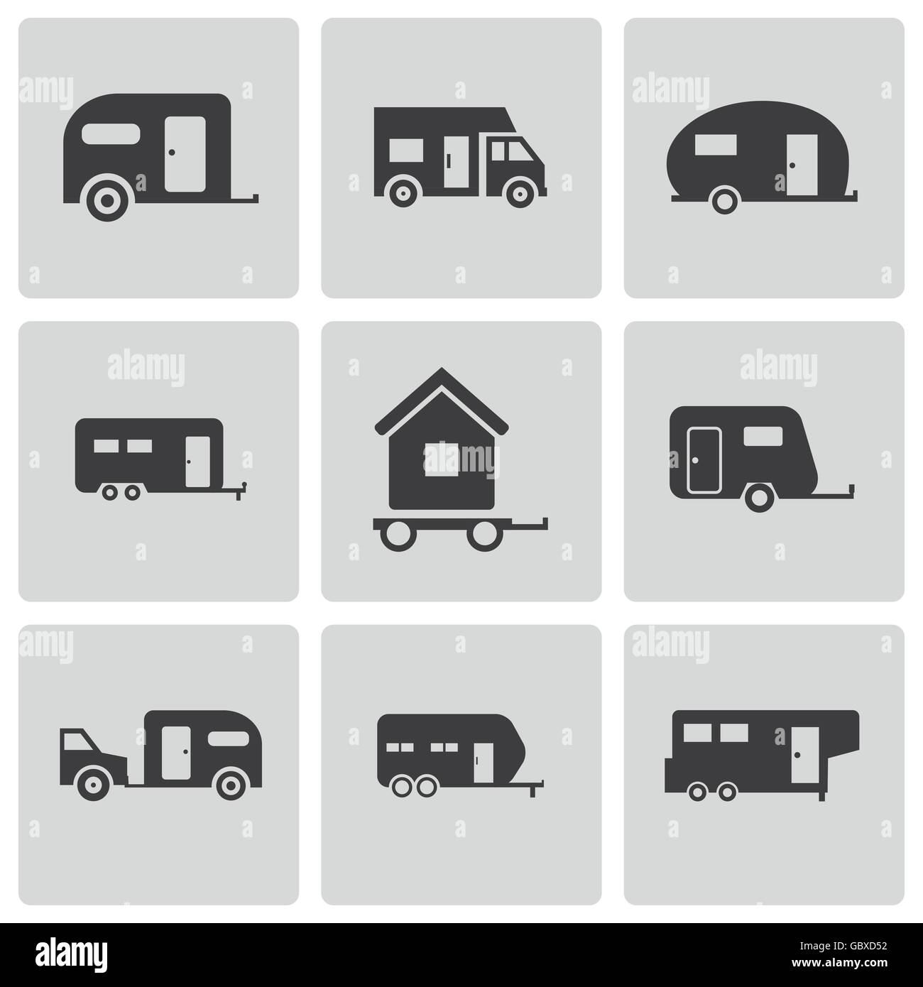 Vector black trailer icons set Stock Vector Image & Art - Alamy