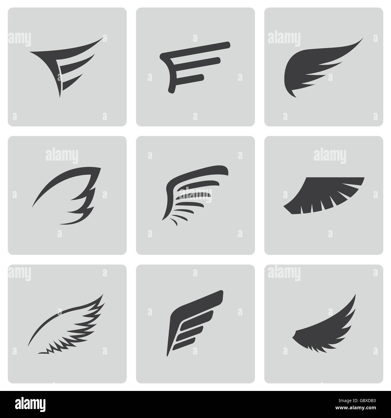 Vector black wing icons set Stock Vector Image & Art - Alamy
