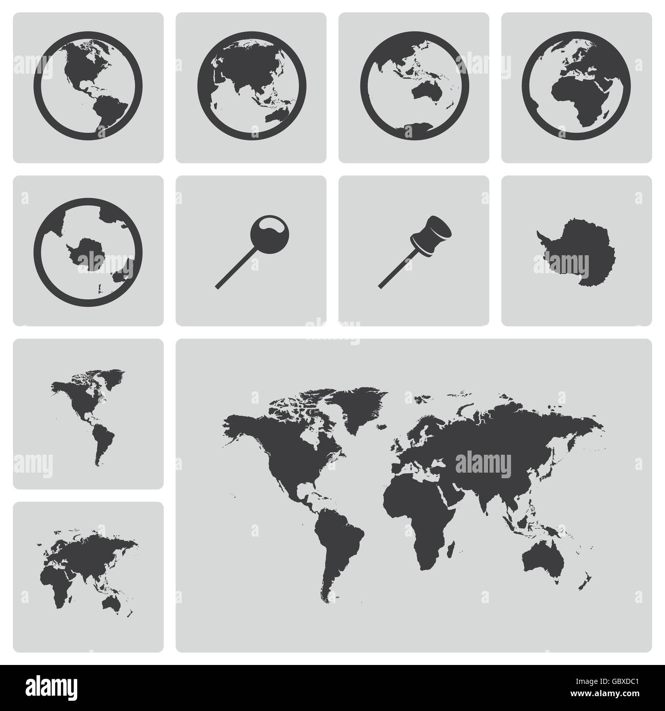 Vector black world map icons set Stock Vector Image & Art - Alamy