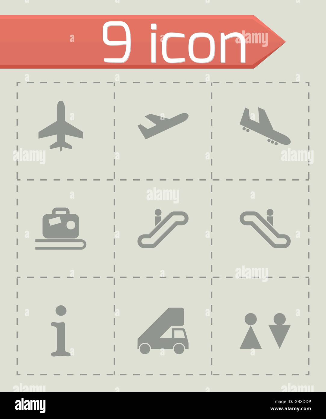 Vector black airport icon set Stock Vector Image & Art - Alamy