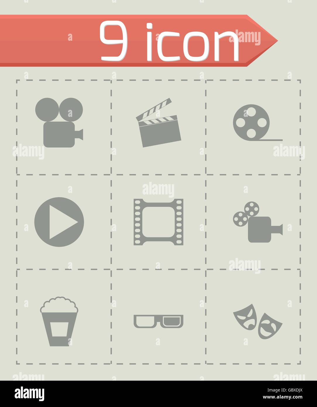 Vector black cinema icon set Stock Vector Image & Art - Alamy