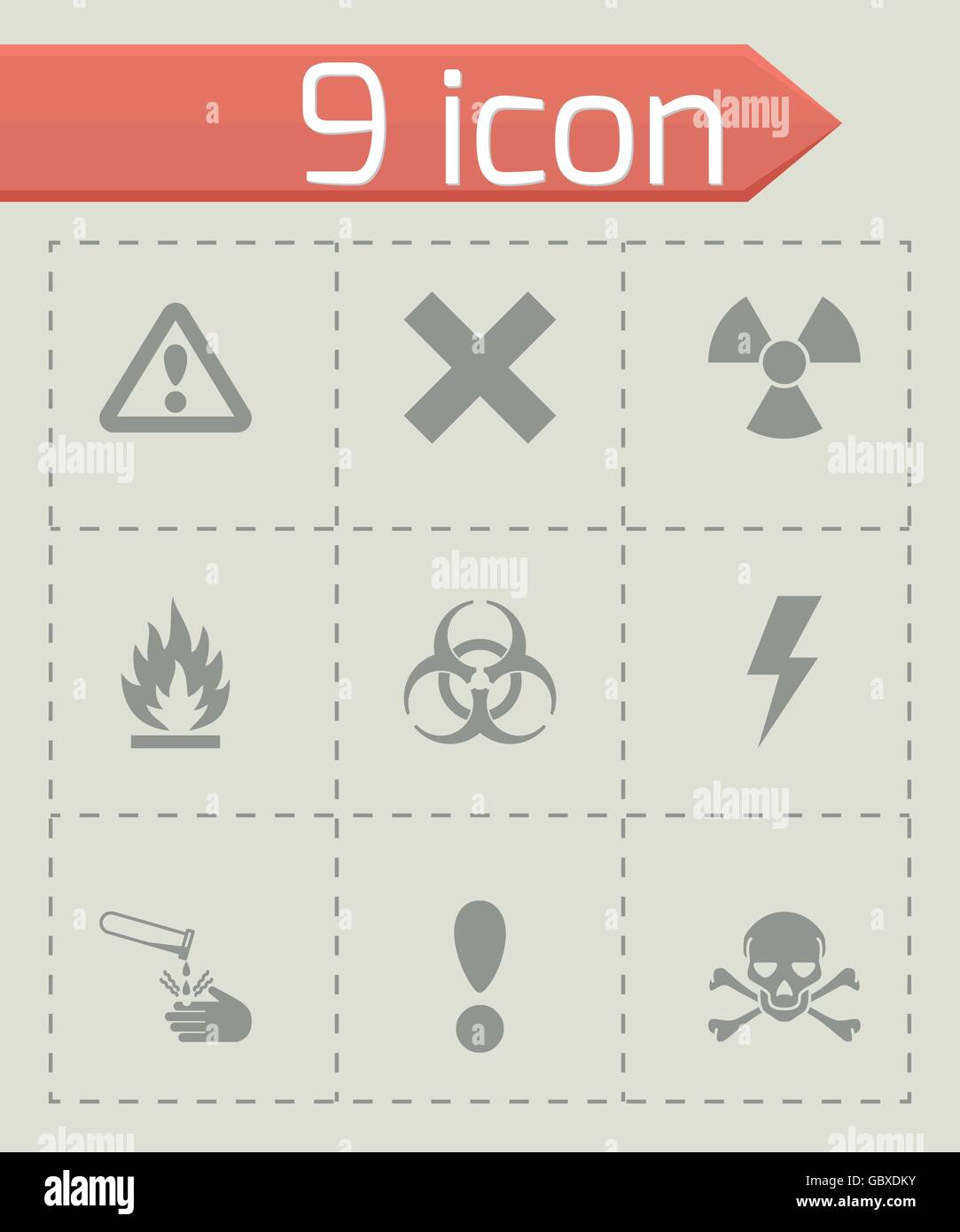 Vector black danger icon set Stock Vector Image & Art - Alamy