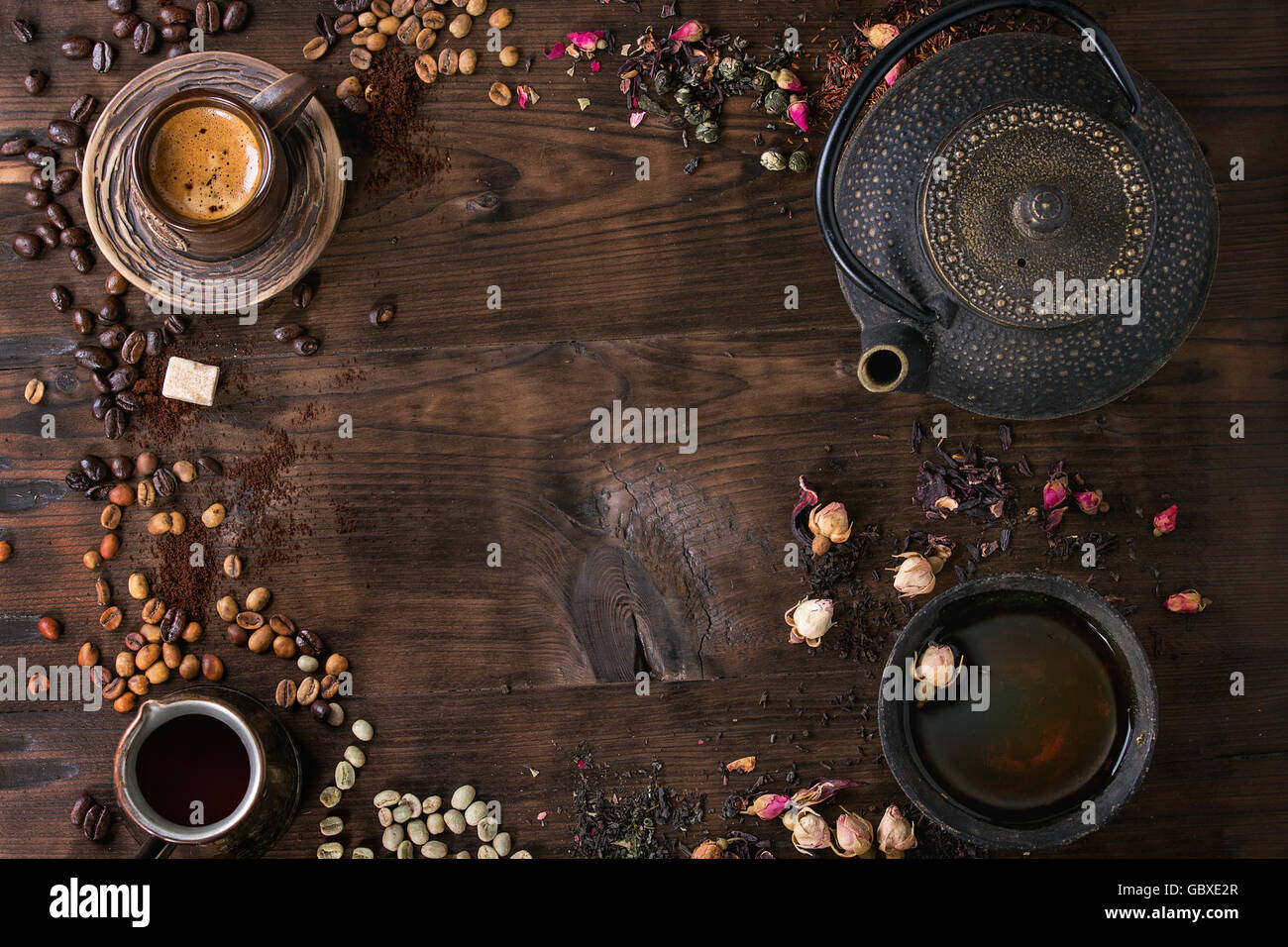 Assortment of tea and coffee as background Stock Photo - Alamy