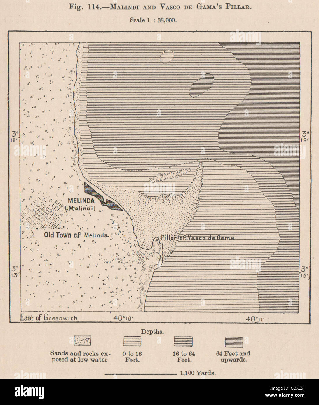 Malindi and Vasco de Gama's Pillar. Kenya. Maasai Land, 1885 antique ...