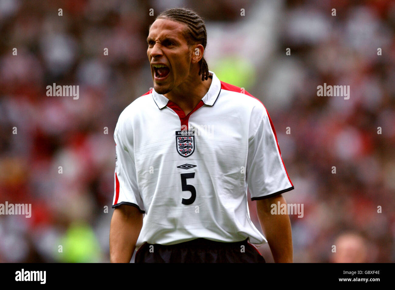 England's Rio Ferdinand shouts at goalkeeper Paul Robinson Stock Photo ...