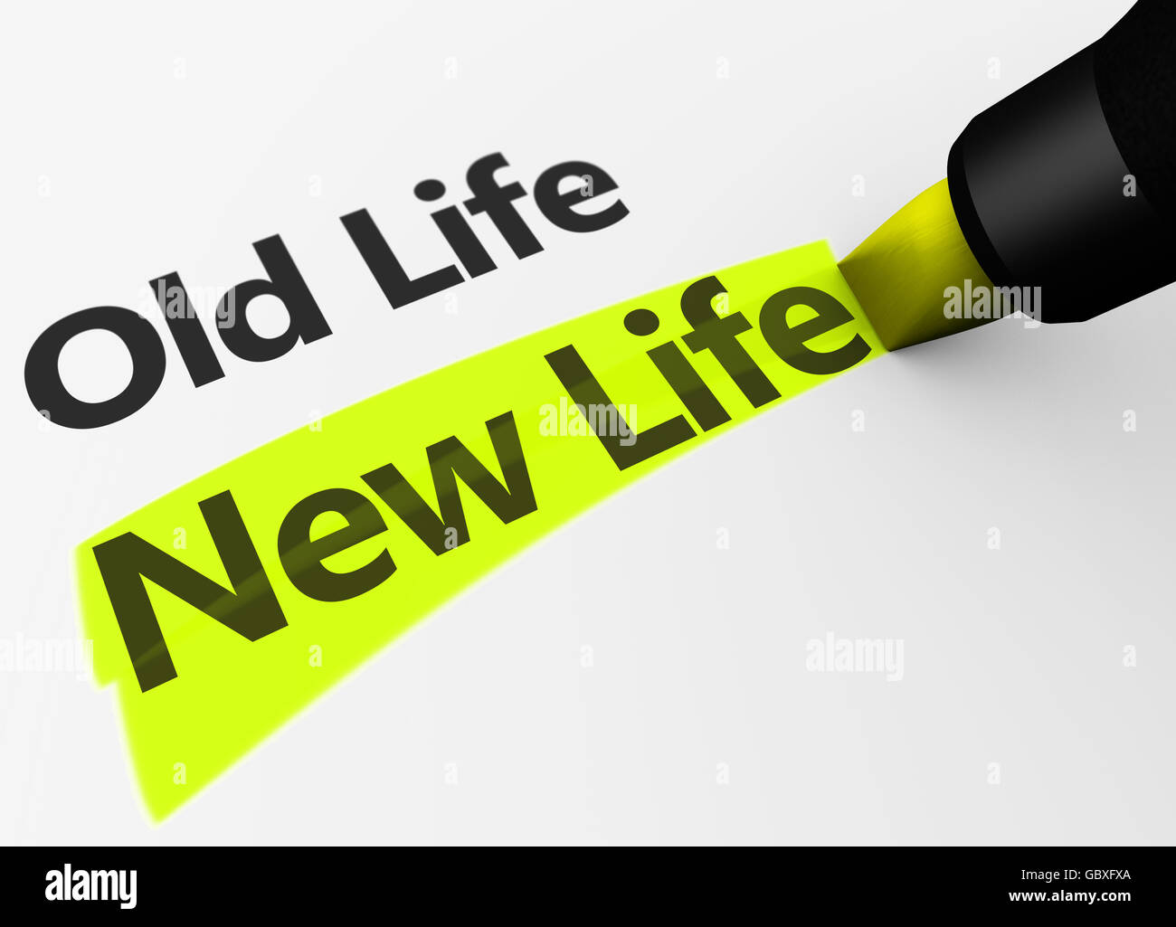 New lifestyle versus old life concept with new life word and sign ...