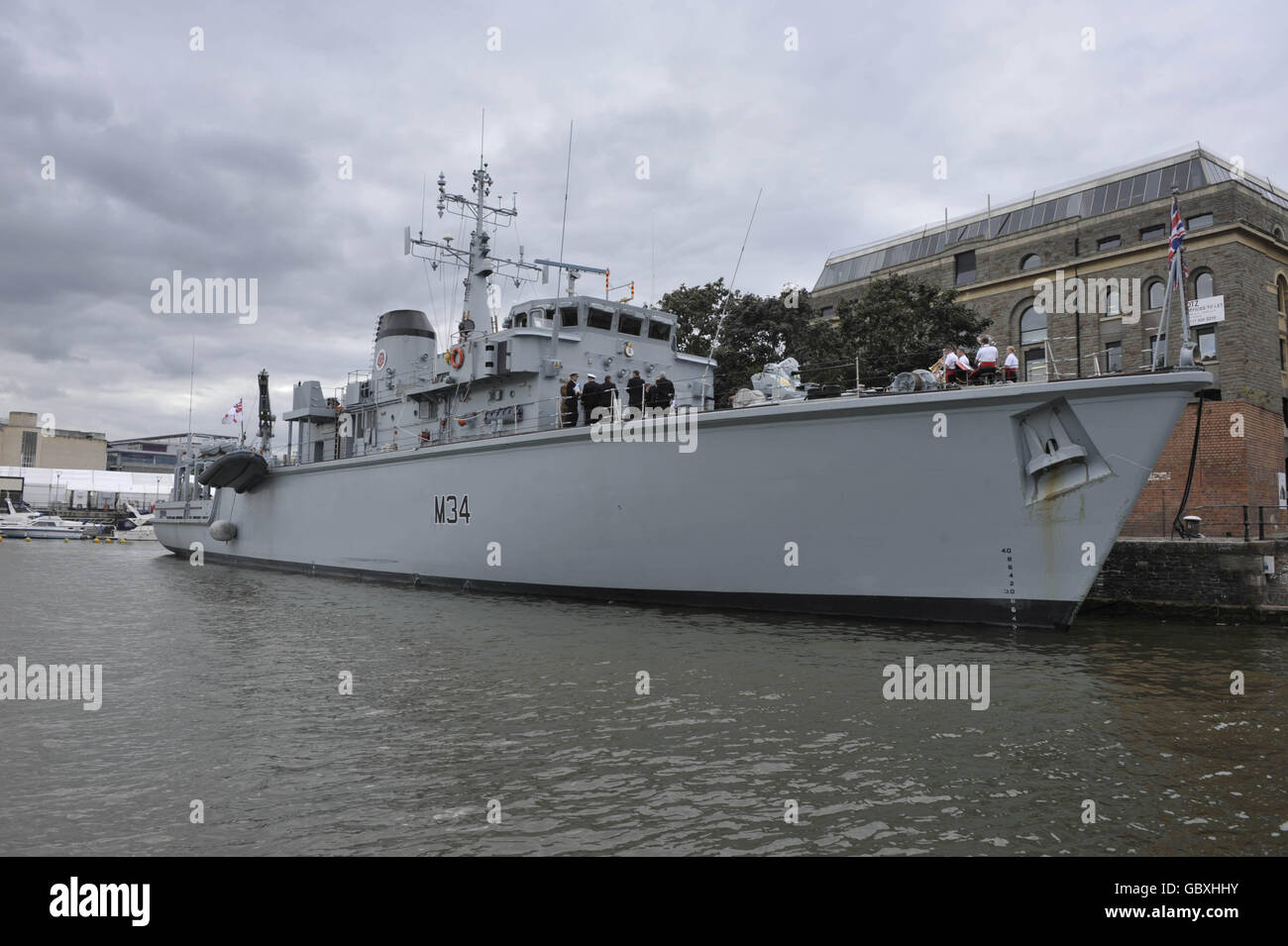 HMS Middleton, which is a hunt class mine counter measures ship, moored ...