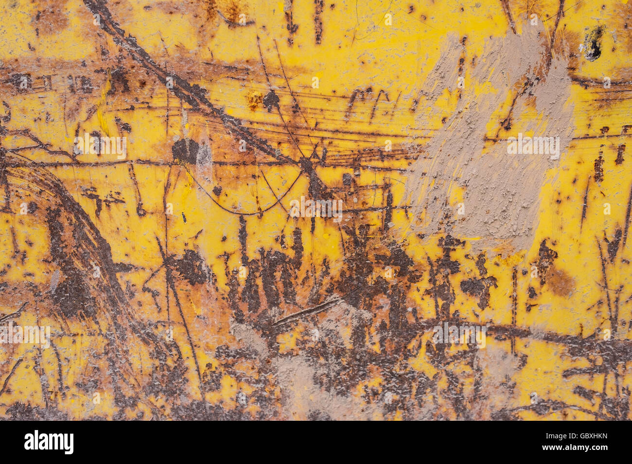 Yellow metal background with rust and dirt Stock Photo - Alamy