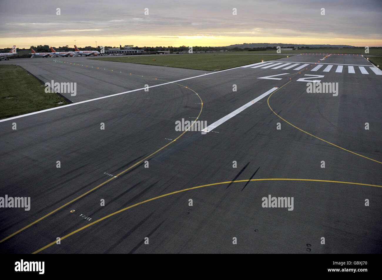 Hot air balloons take off from Bristol International Airport. A view of ...