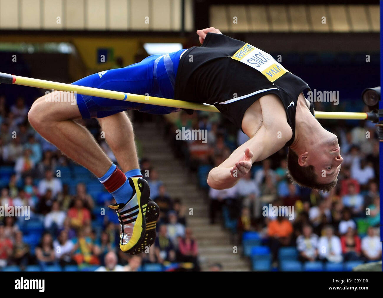 Tom parsons competes in the High Jump event during the Aviva World ...