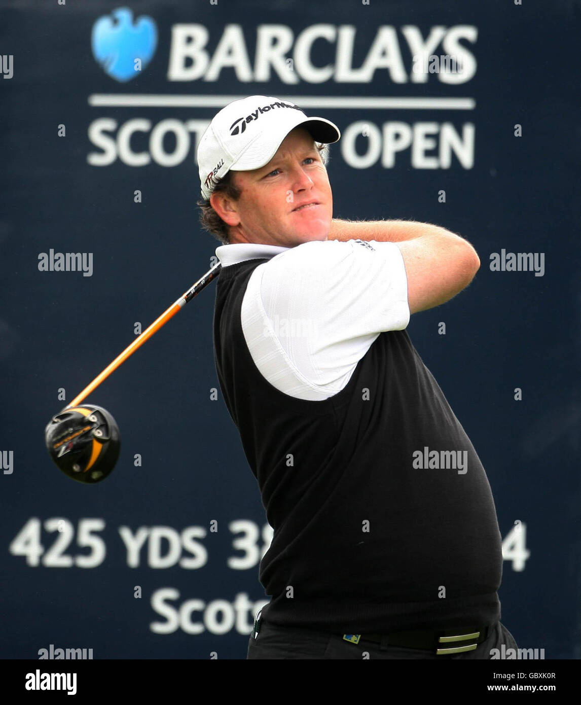 Australia's Marcus Fraser on the first tee during the Barclays Scottish ...
