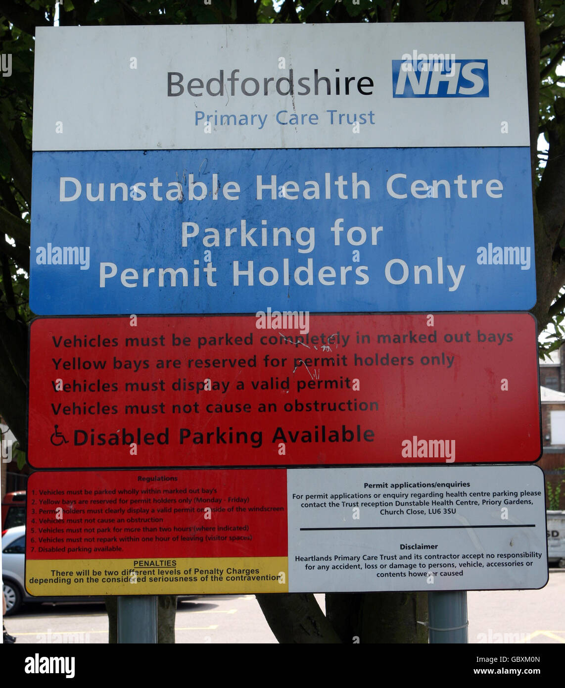 A sign at Dunstable Health Centre in Dunstable, Bedfordshire, where ...