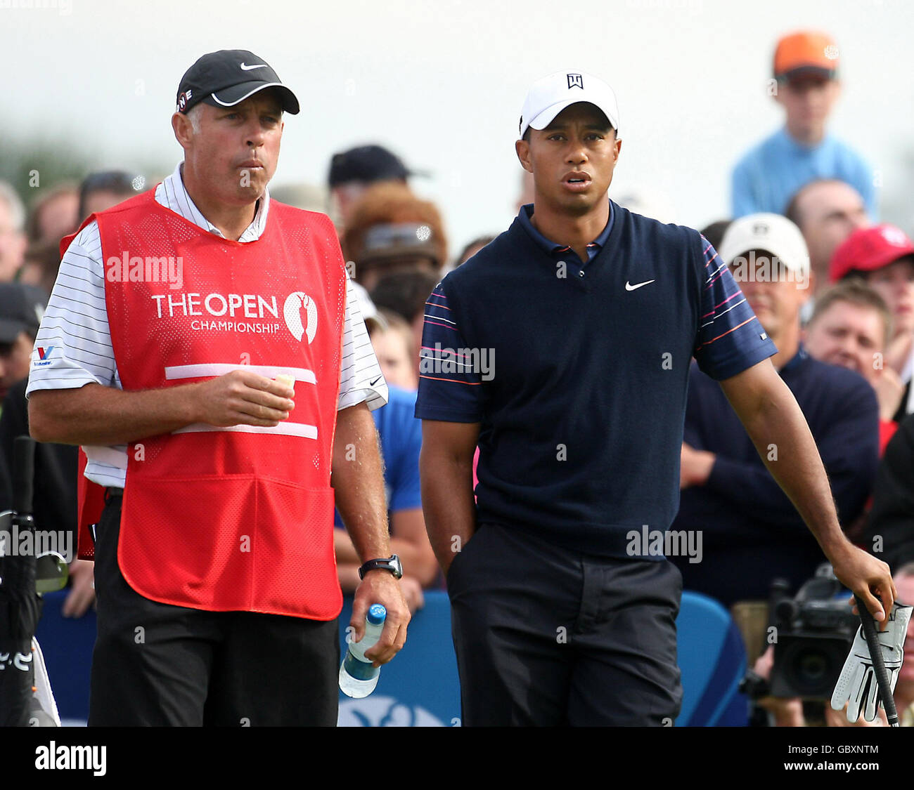 USA's Tiger Woods talks with Caddy Steve Williams during the first ...