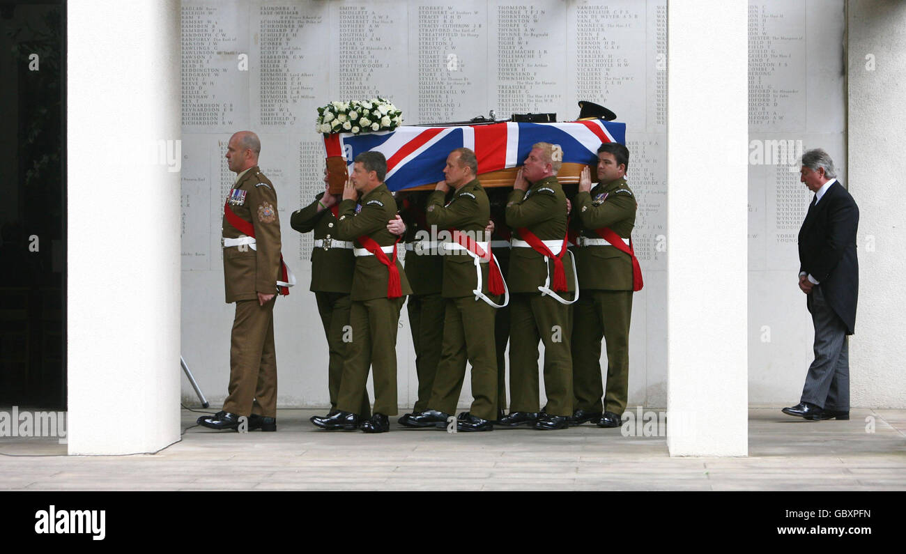 The coffin of Lieutenant Colonel Rupert Thorneloe, commanding officer ...