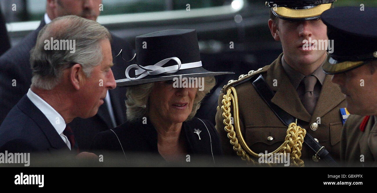 The Prince of Wales and the Duchess of Cornwall arrive for the funeral ...