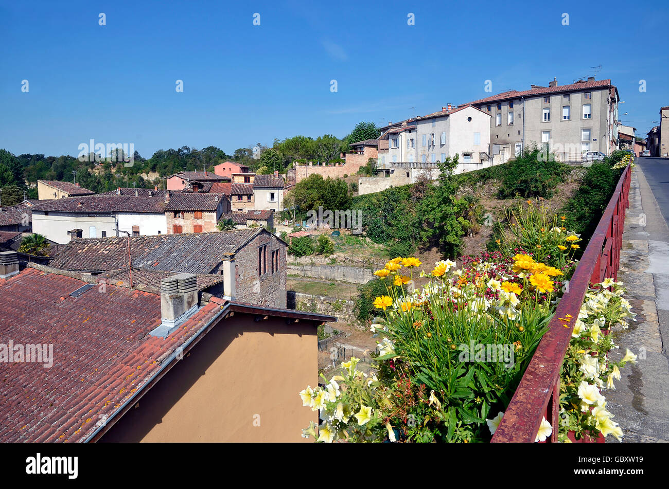 Aerial view on the town of Gaillac in southern France. Midi-Pyrénées ...