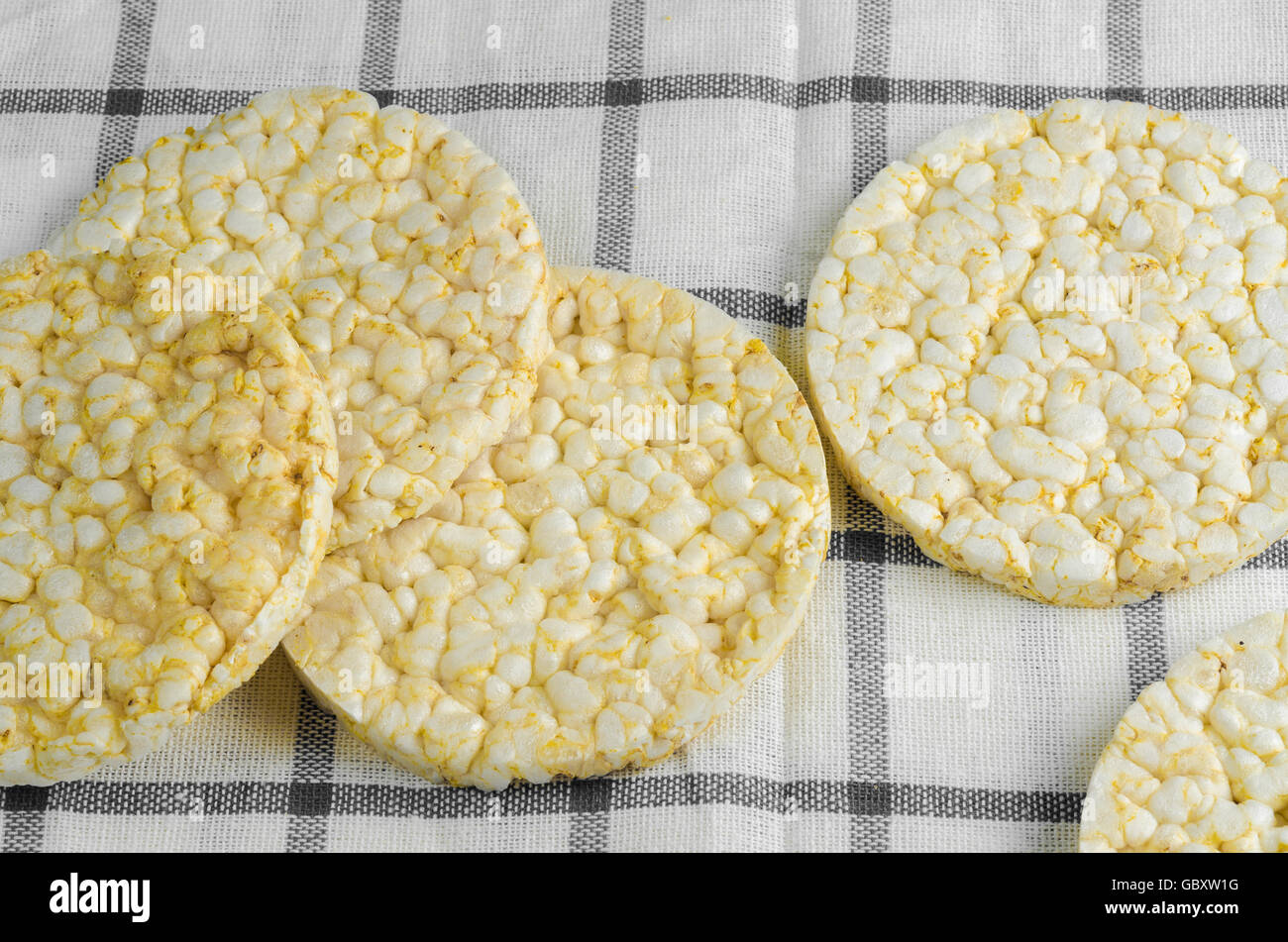 rice cake, puffed rice on table cloth Stock Photo - Alamy