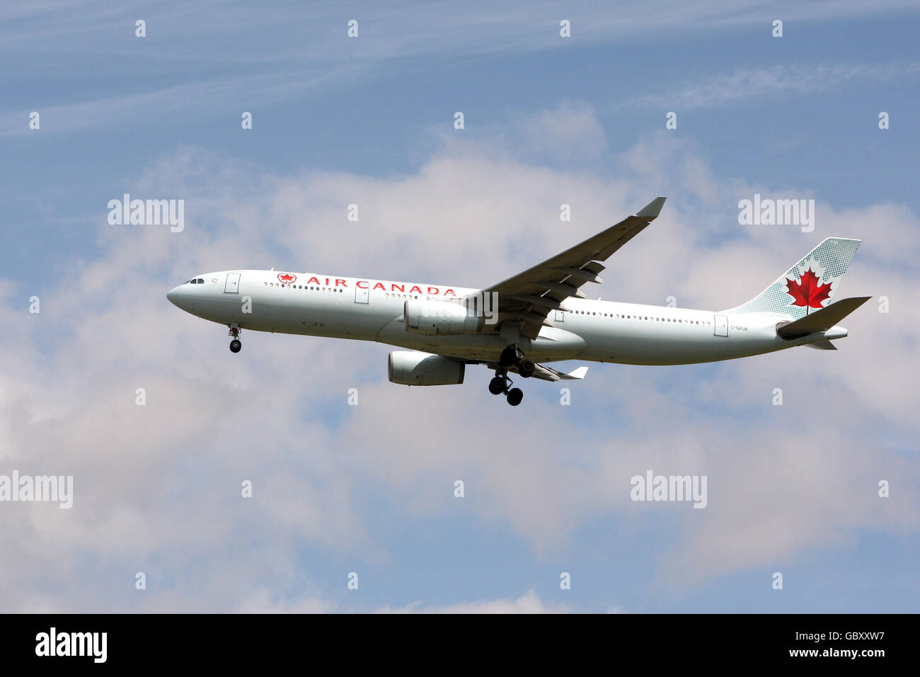 A Air Canada Airbus A330 plane lands at Heathrow Airport, Middlesex ...