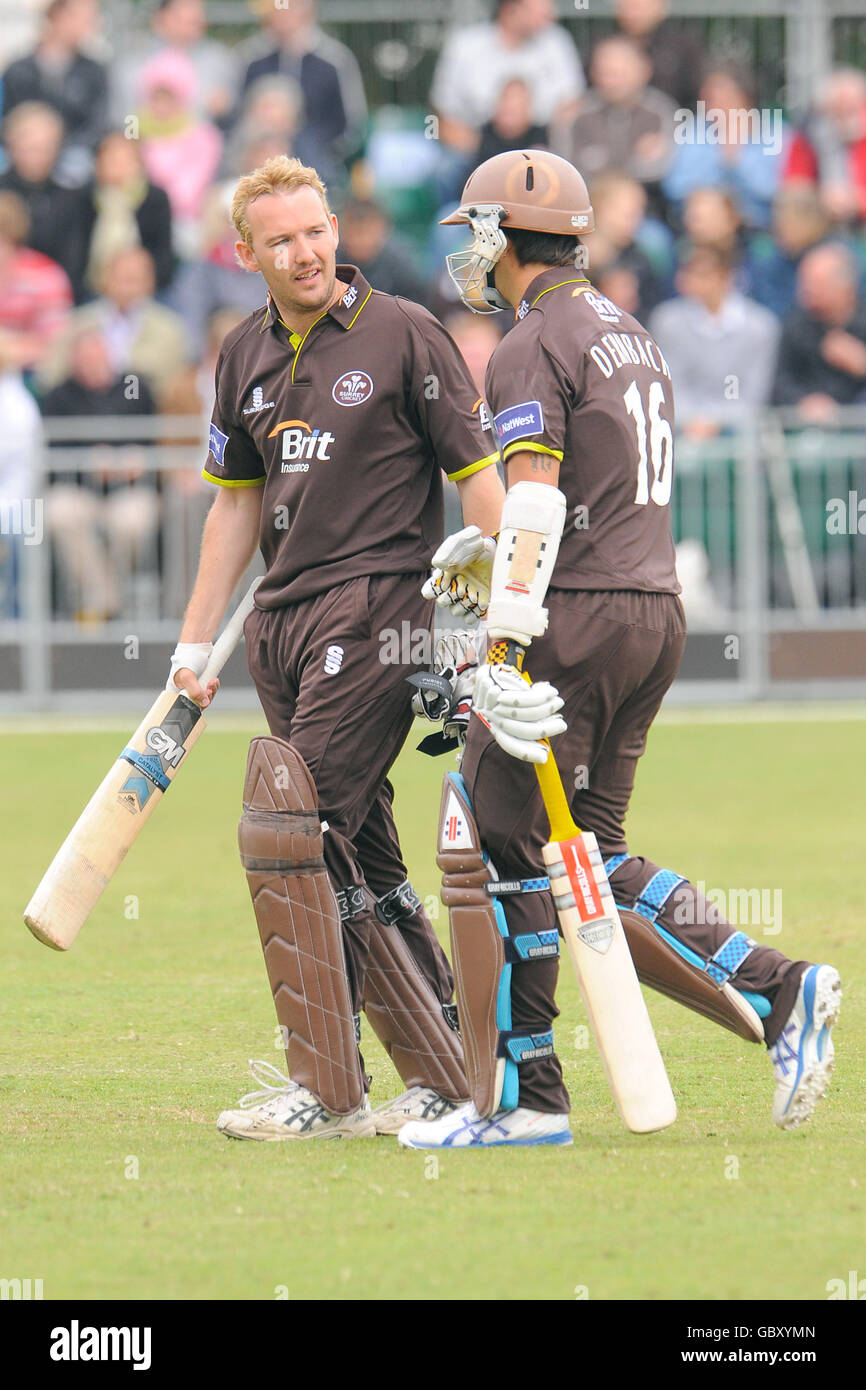 Surreys chris schofield left and jade dernbach right hi-res stock ...