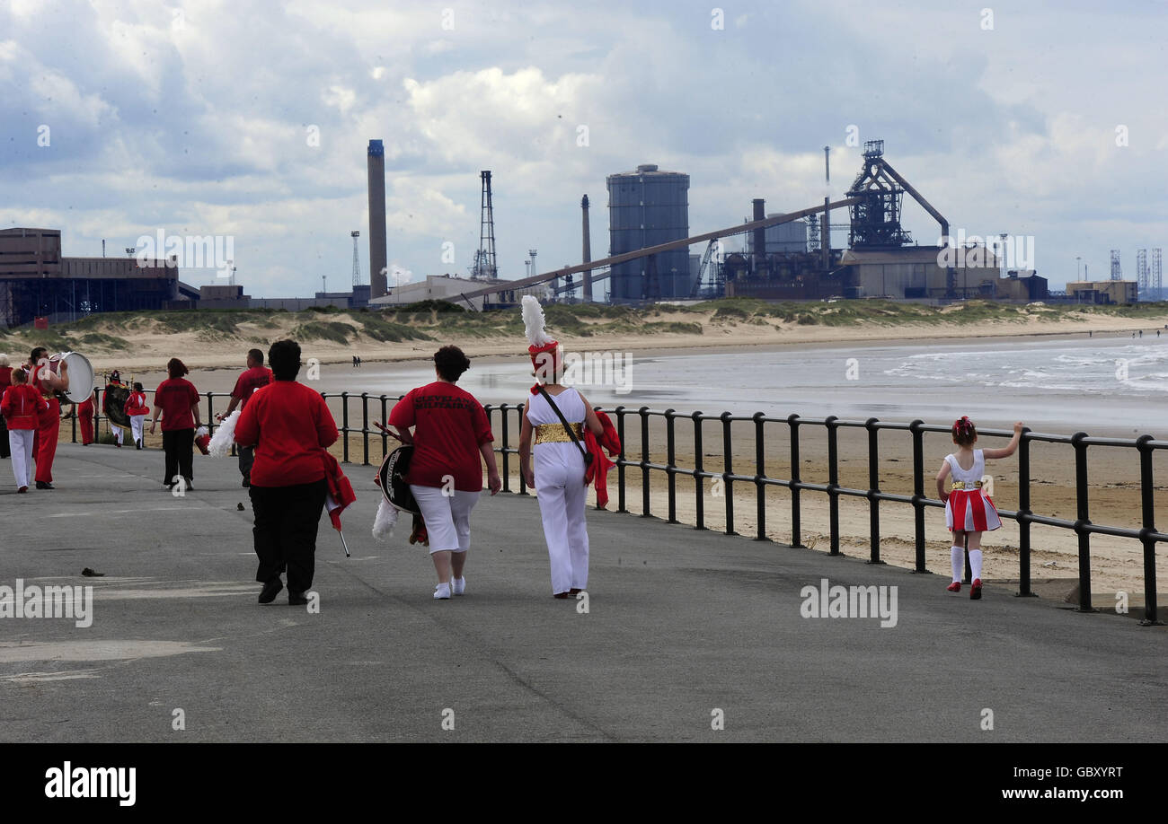 Members of a Cleveland Marching band leave after a march in which ...