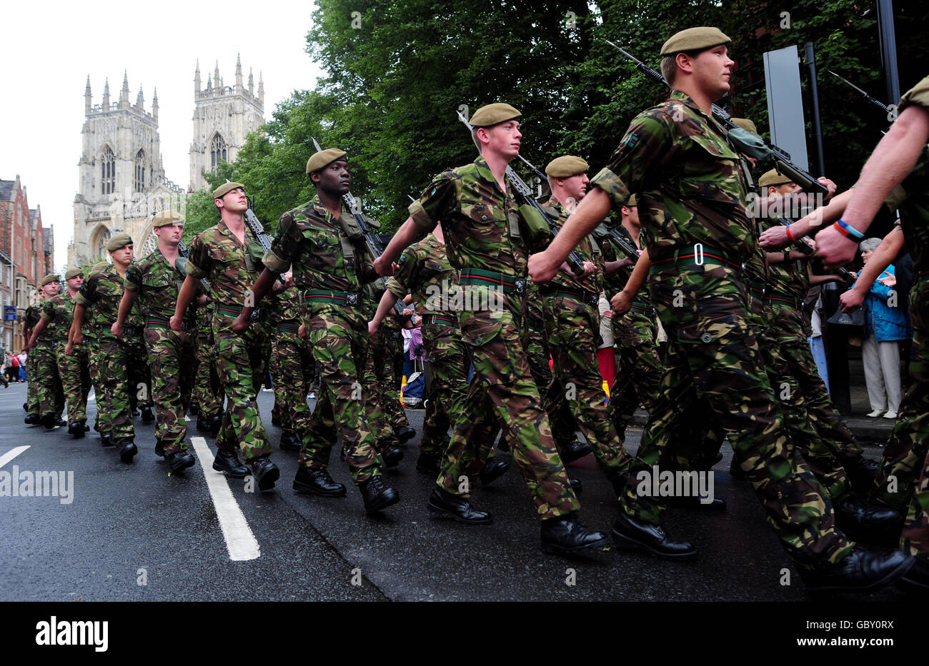 Soldiers march during the homecoming parade of the 1st Battalion The ...