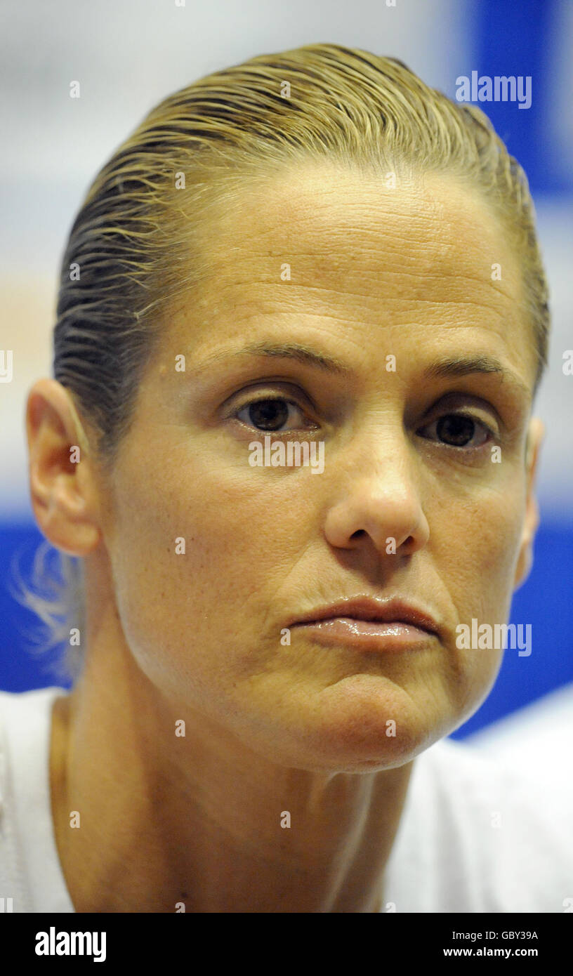 USA Swimmer Dara Torres in a press conference during the FINA World ...