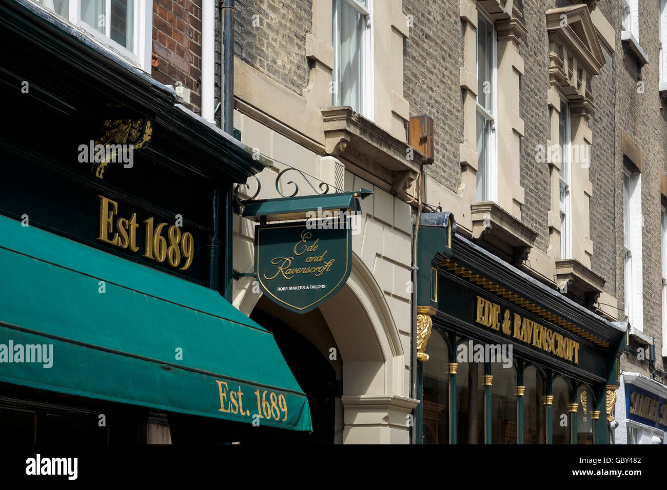 Exterior signage and shop front facade of Ede and Ravenscroft ...