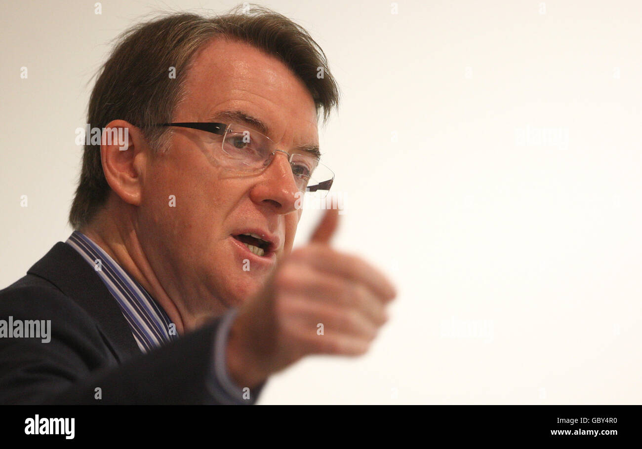 Head head shot speaking politics peter mandelson hi-res stock ...