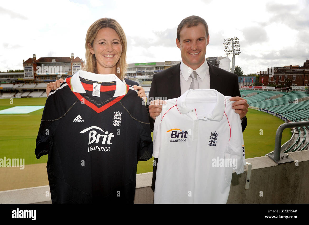England captains Charlotte Edwards and Andrew Strauss poses for media ...