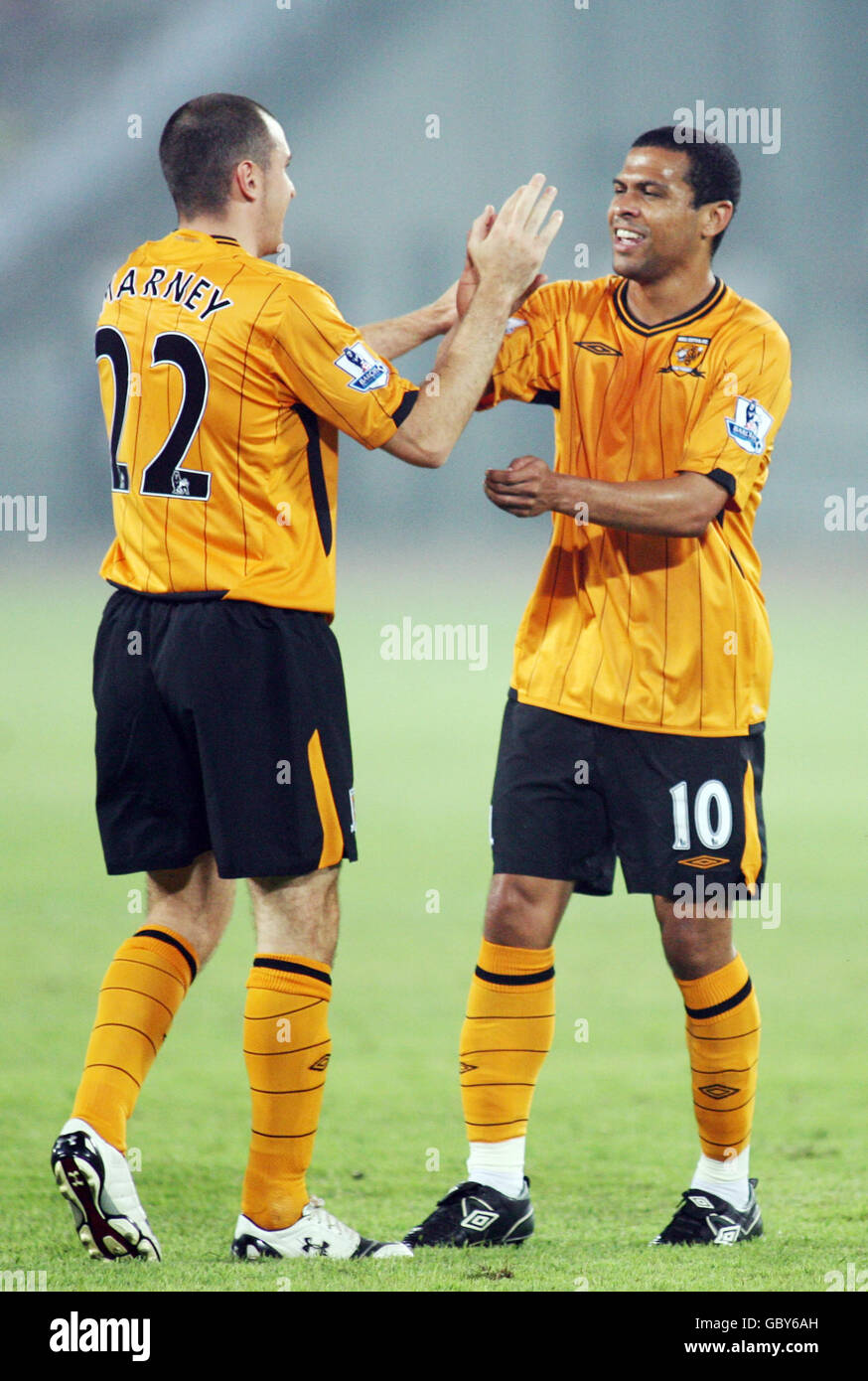 Hull City's Deiberson Geovanni (10) and Dean Marney (22) celebrate the ...