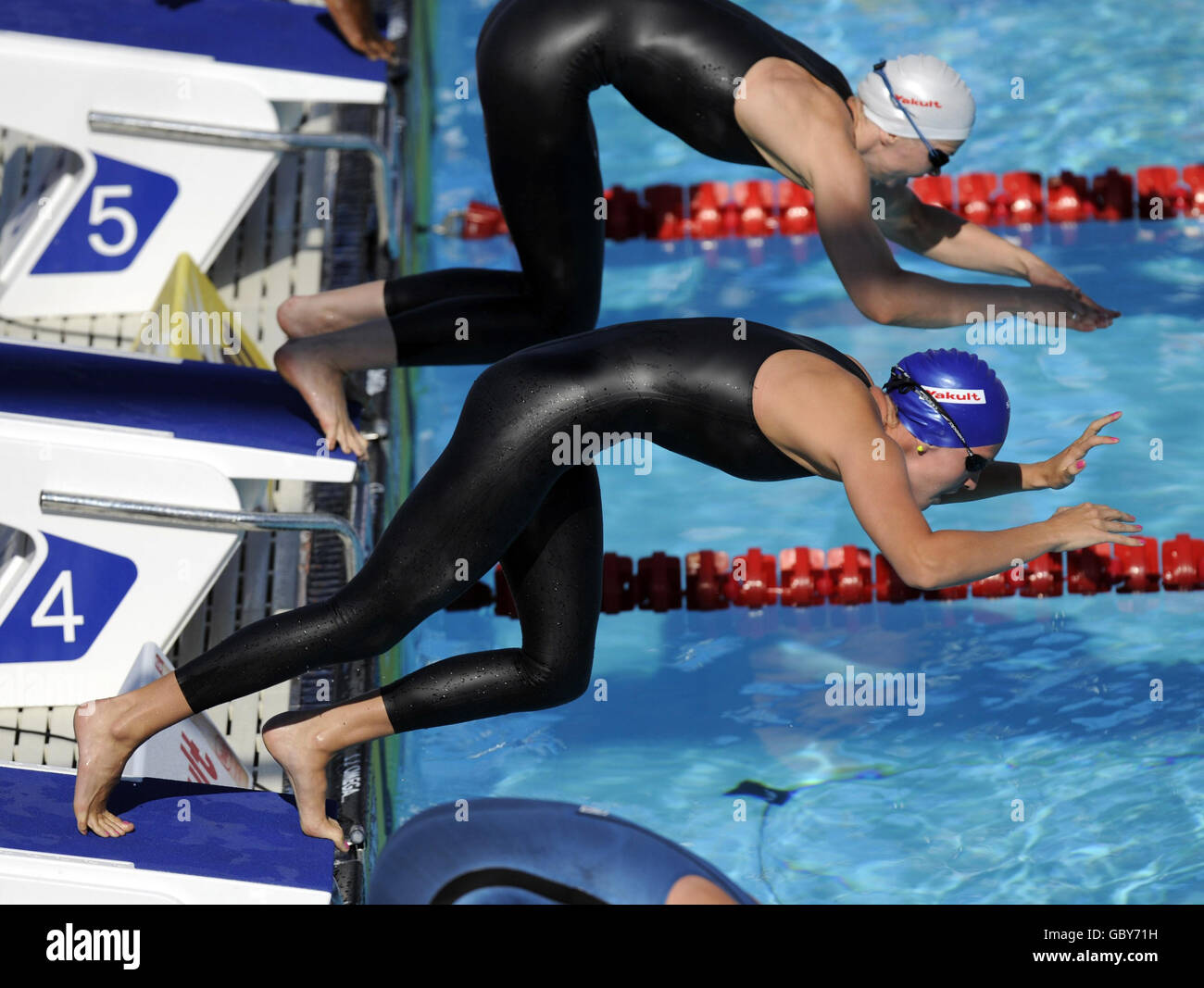 Great Britain's Fran Halsall starts the Women's 100m Freestyle heat ...