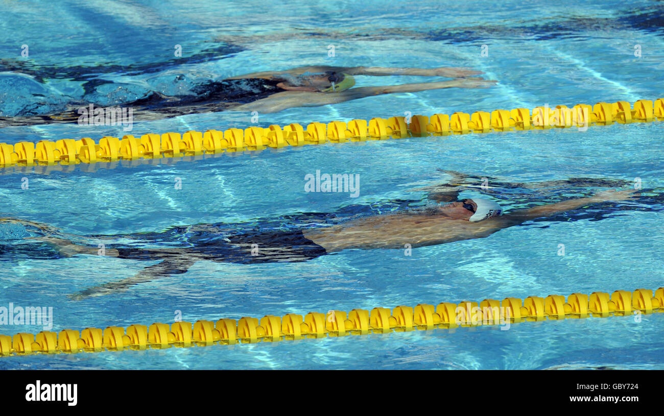 USA's Ryan Lochte starts the Men's 200m Backstroke heat during the FINA ...