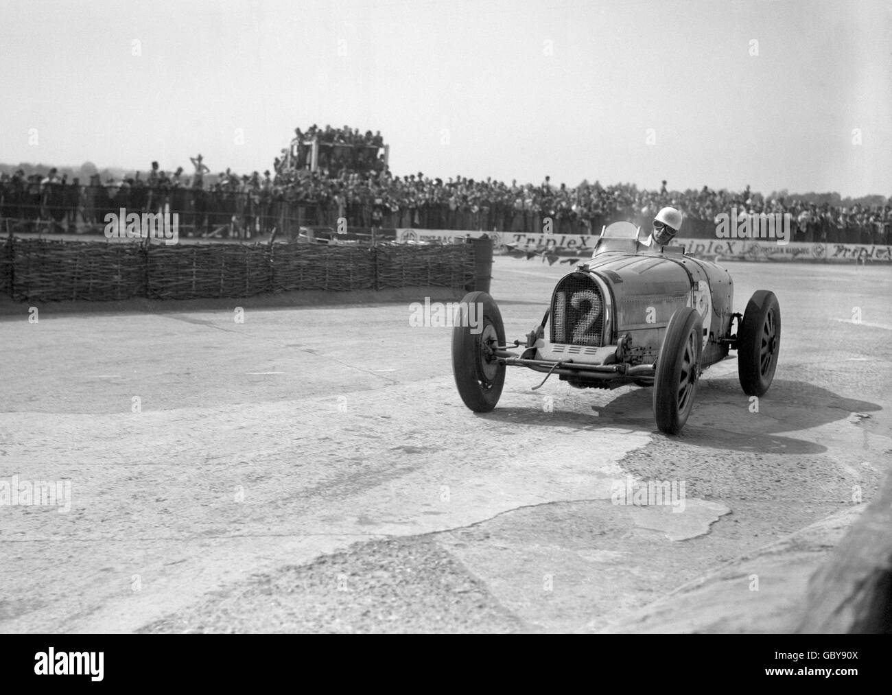 Chris Staniland in a Bugatti during the JCC International Trophy Race ...
