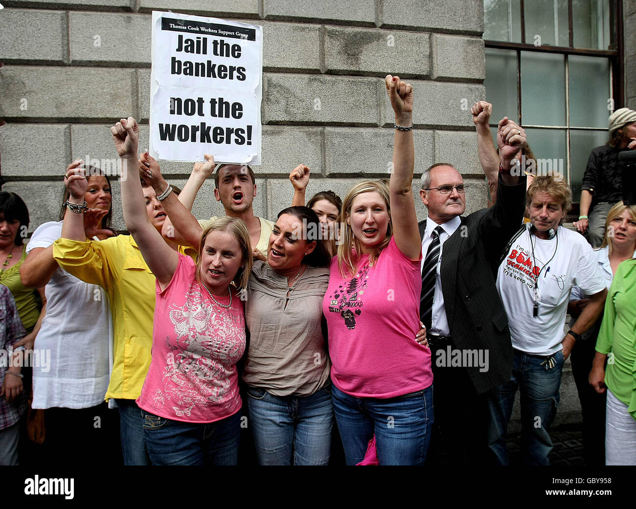 Freed thomas cook workers outside four courts hi-res stock photography ...