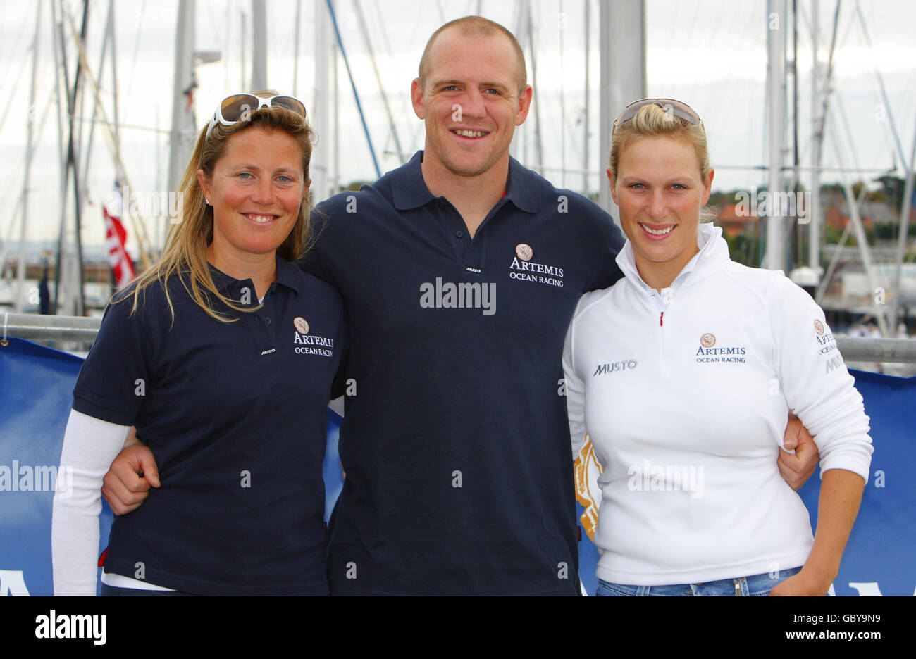 Zara Phillips and her boyfriend Mike Tindall with yachtswoman Sam ...