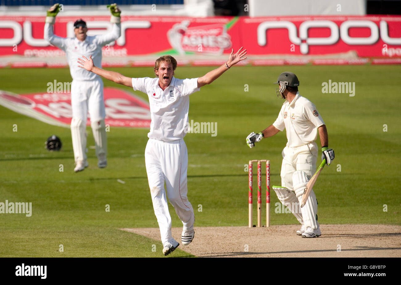 England's Stuart Broad successfully appeals for the wicket of ...