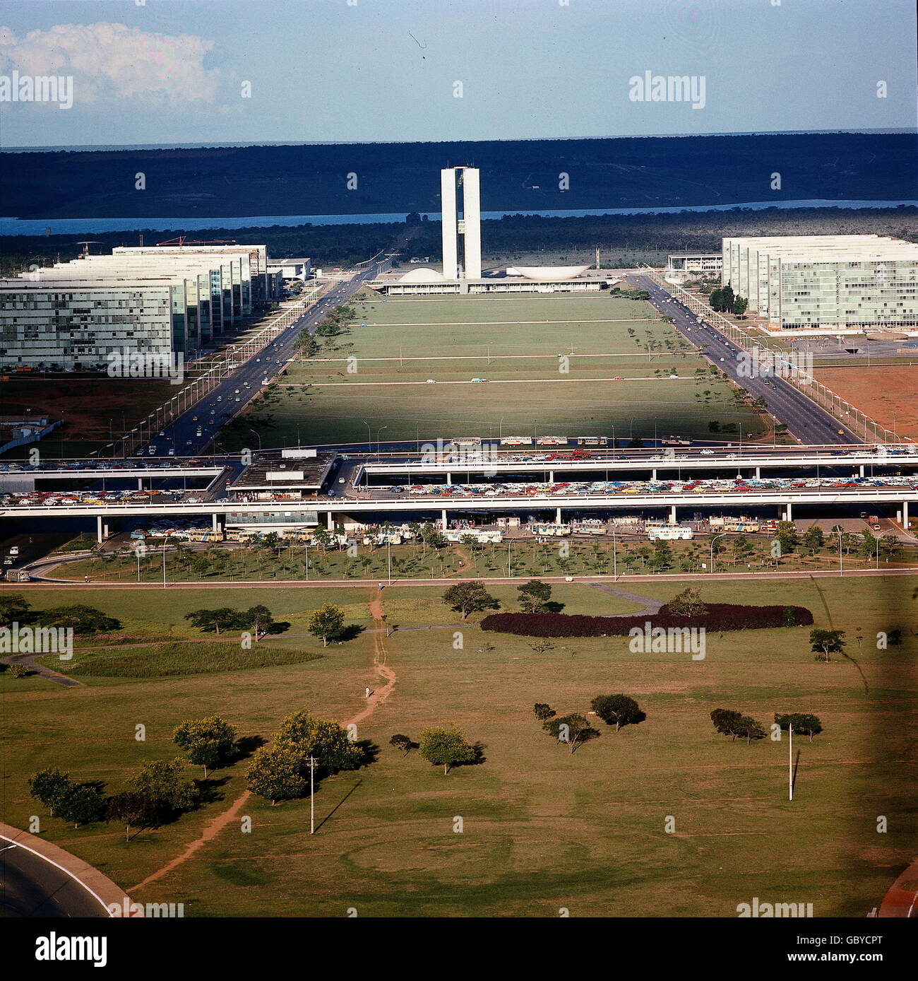 geography / travel, Brazil, Brasilia, city view over the Esplanade of ...