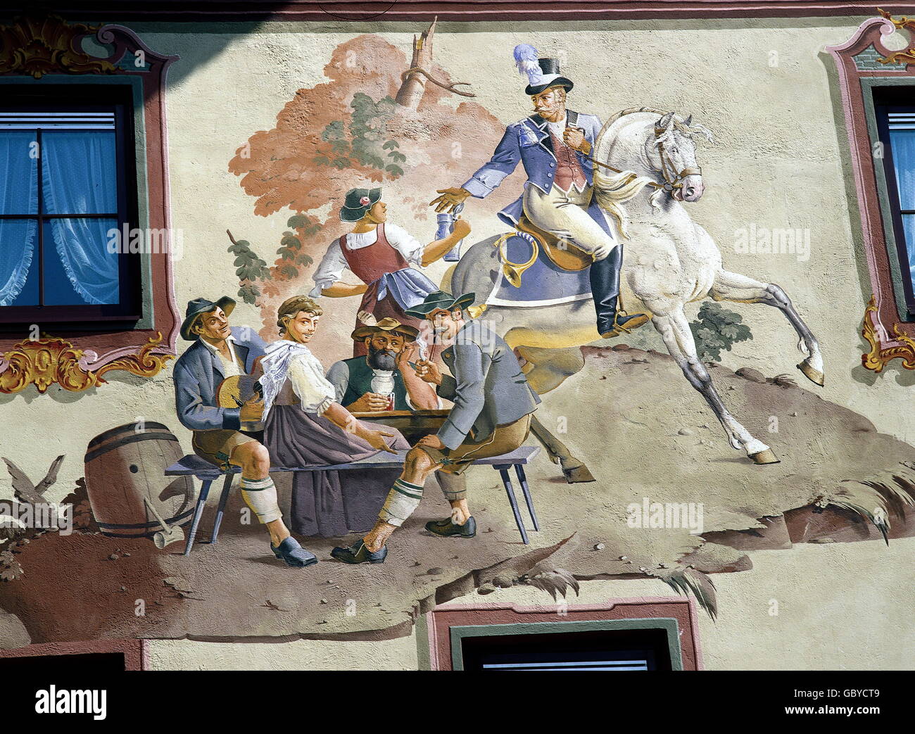mail / post, postman, riding carrier getting a drink, Lueftl painting ...