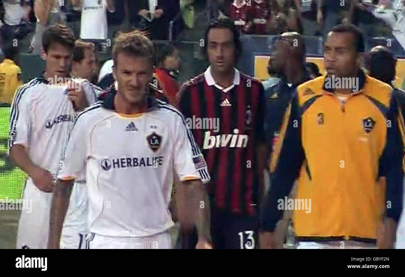 Grab taken from video showing David Beckham (second left) leaves the ...