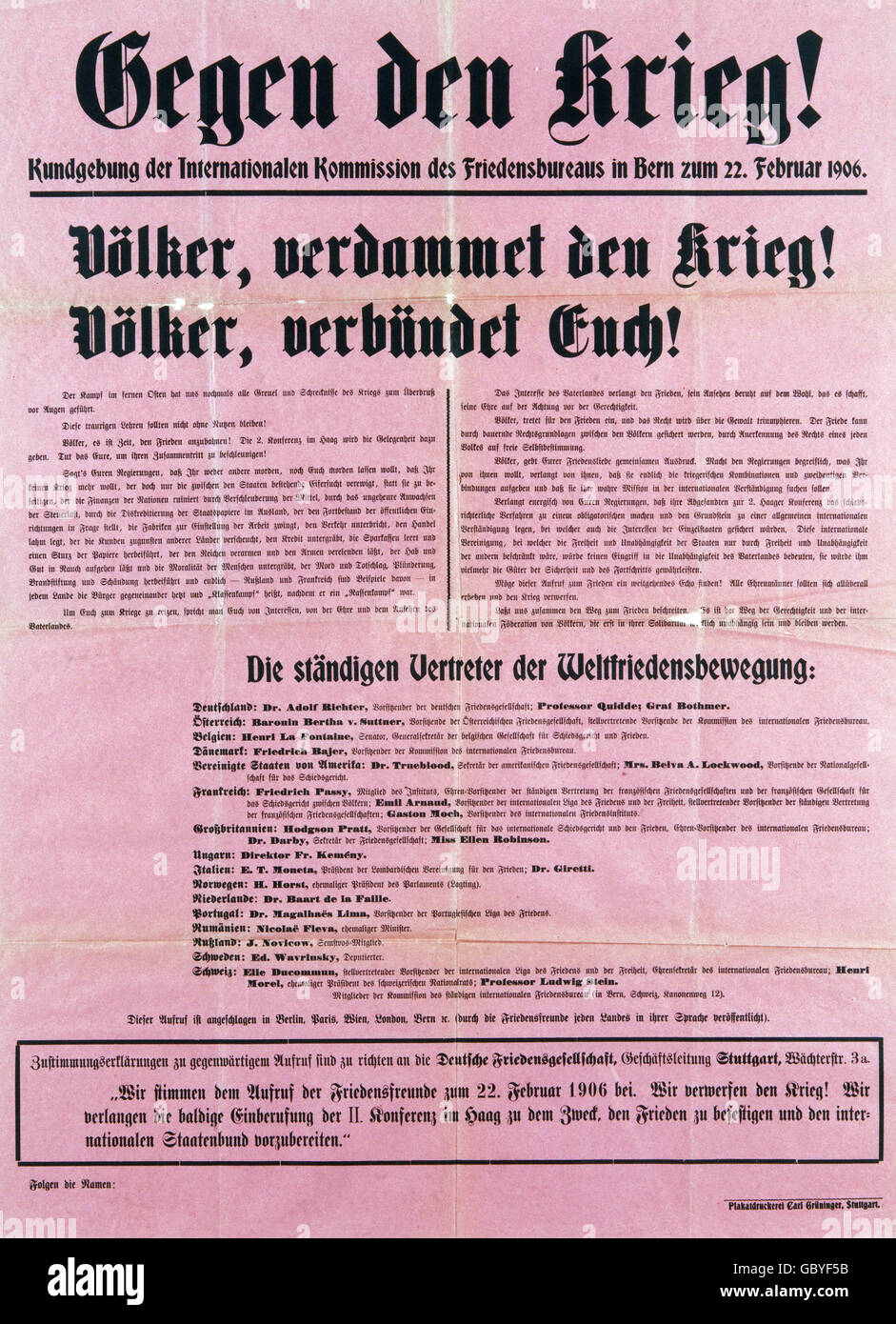 posters, "Against War!", proclamation of World Peace Movement ...