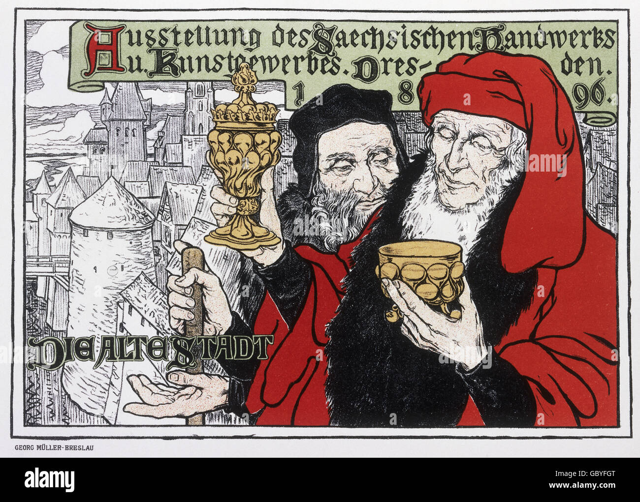 exhibitions, advertising poster for the exhibition of Saxonian arts and ...