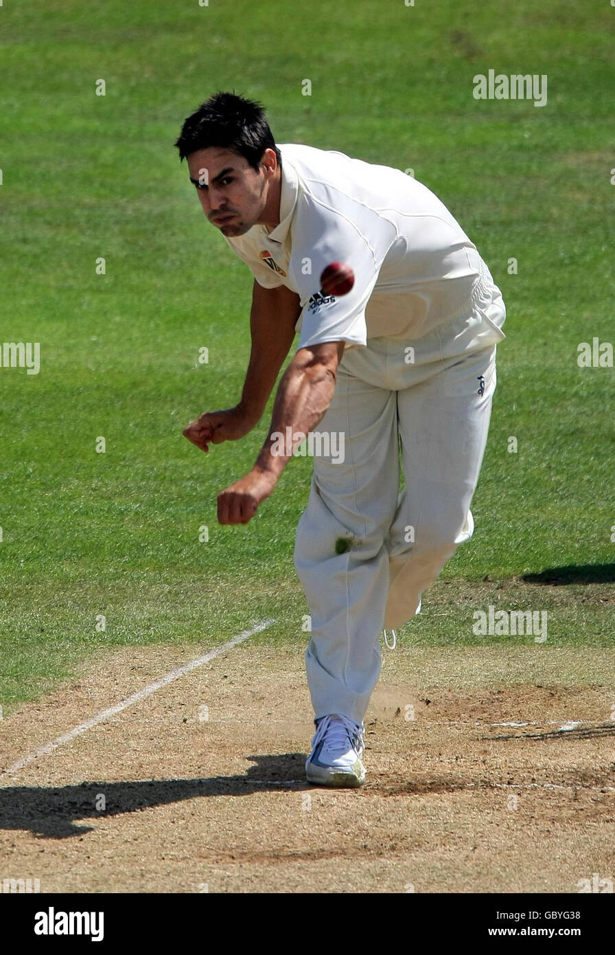 Australia's Mitchell Johnson in action during the tour match at the ...
